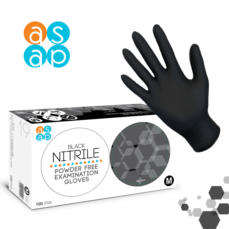 ASAP Regular Black Nitrile Gloves Latex Free 100Pk Buy 5 get Free Black Face Masks Add Masks to Basket